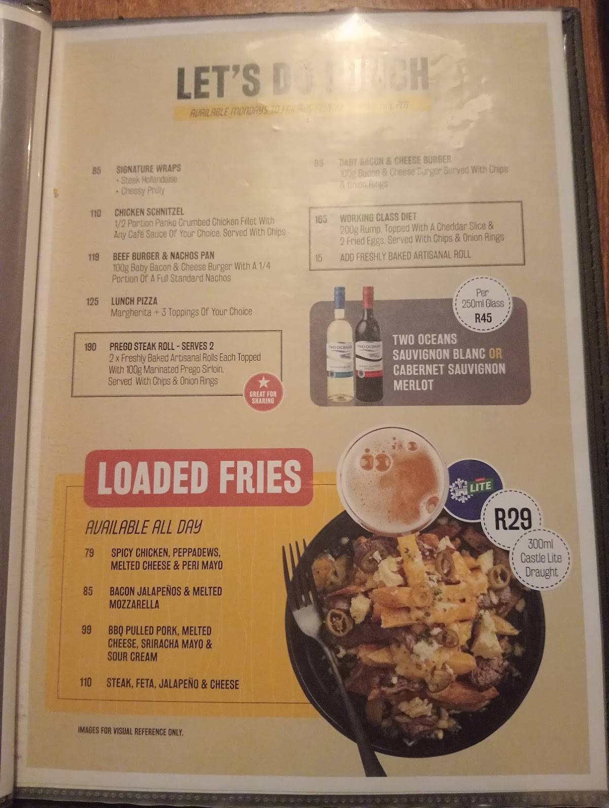 Menu at Bossa Castle Walk restaurant, Pretoria