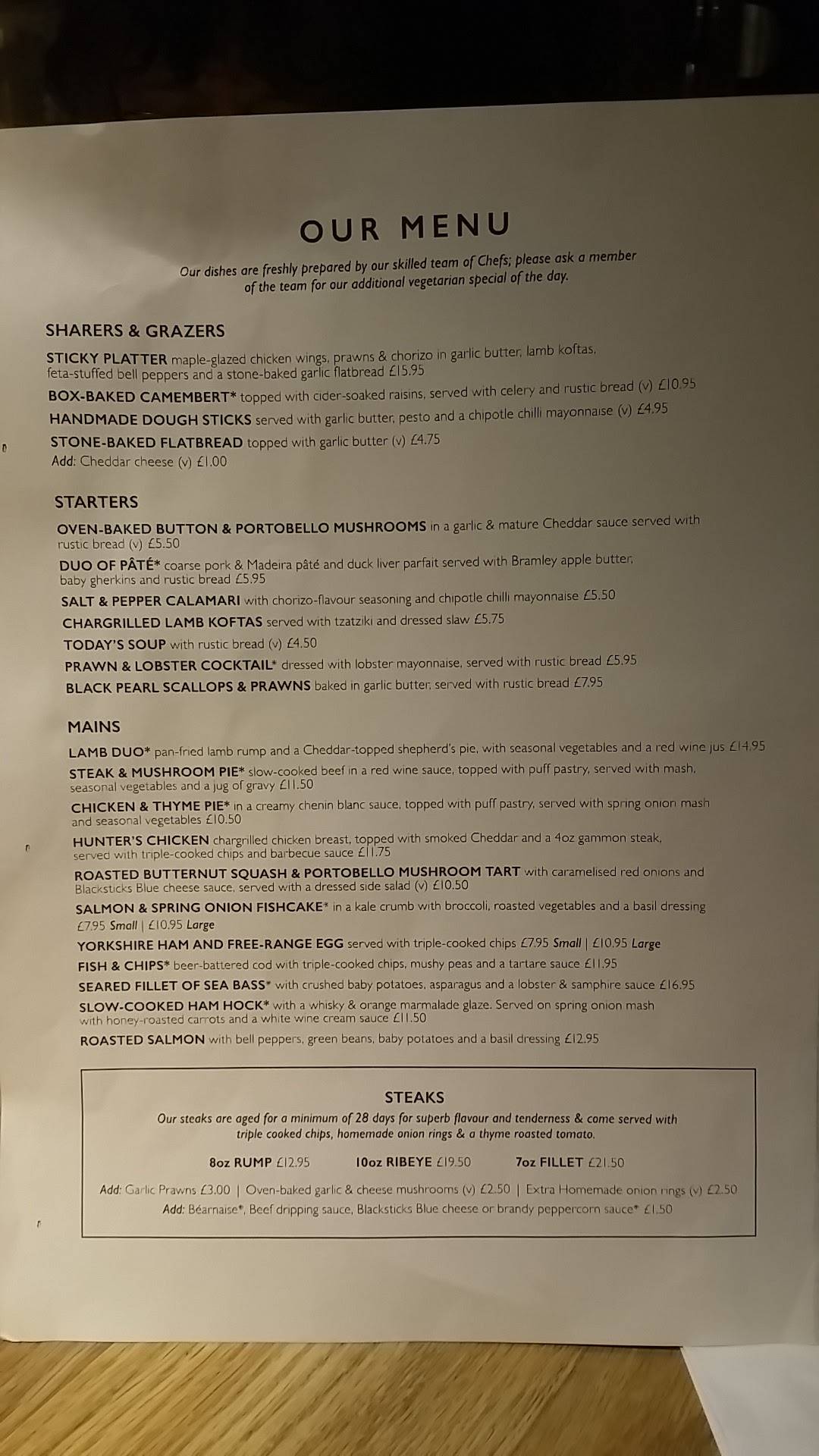 Menu at The Curlew pub & bar, West Parley