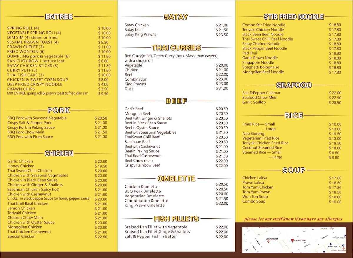 Menu at Dragon buffet & Bowen Noodle Bar, Bowen, 42A Williams St