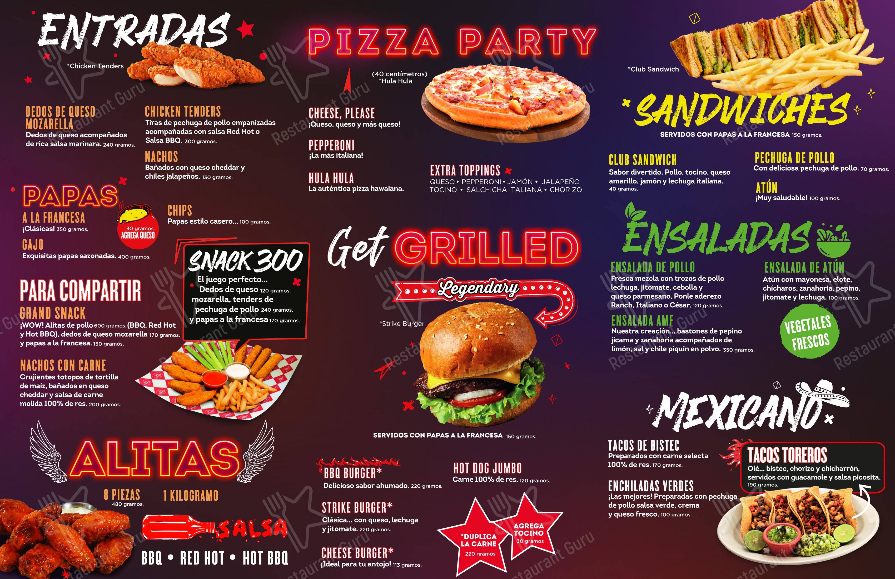 Menu at Bowlero Polanco pizzeria, Mexico City, Juan Vazquez de Mella 315