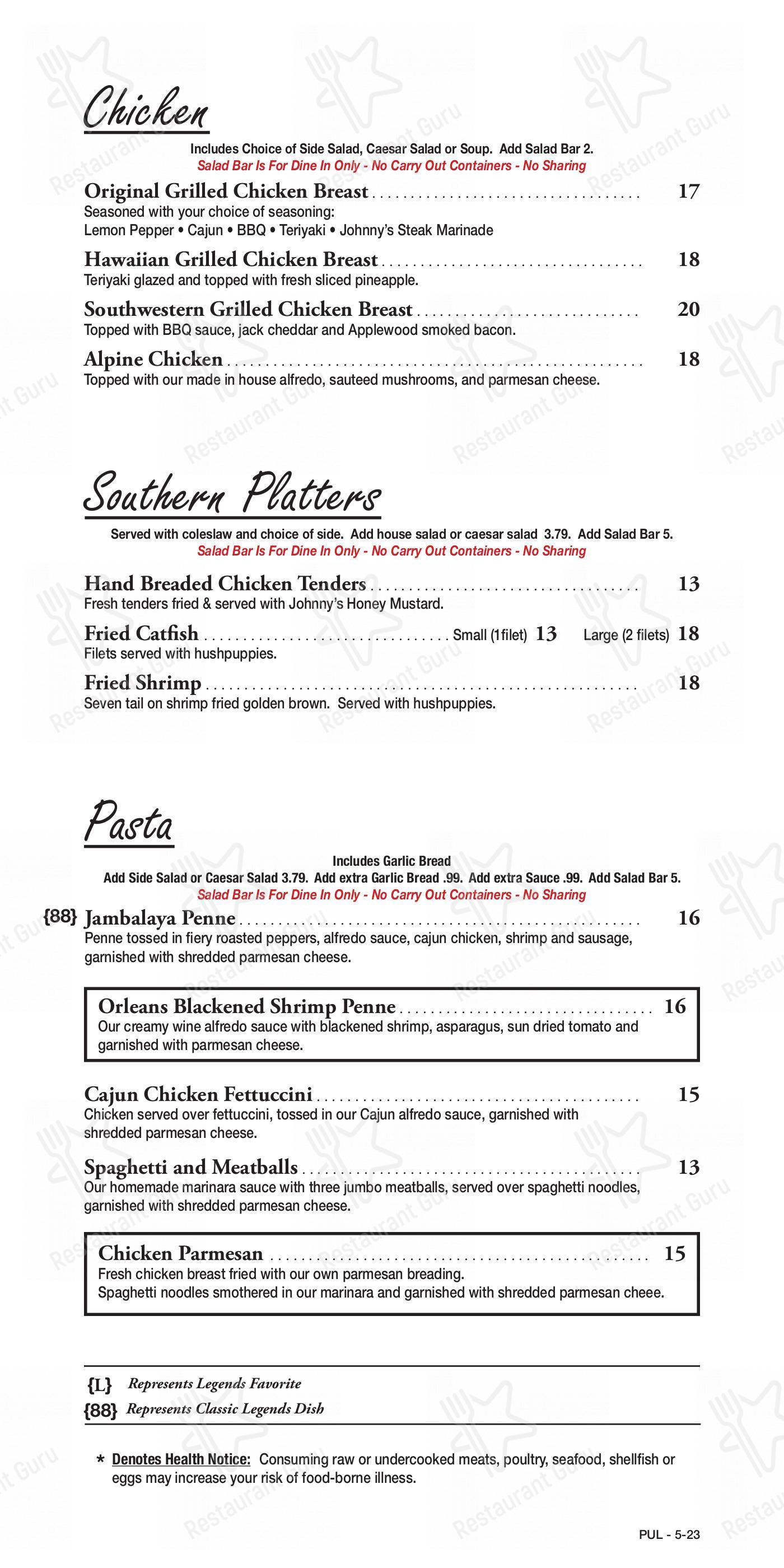Menu at Brass Lantern steakhouse, Lawrenceburg, Pulaski Hwy