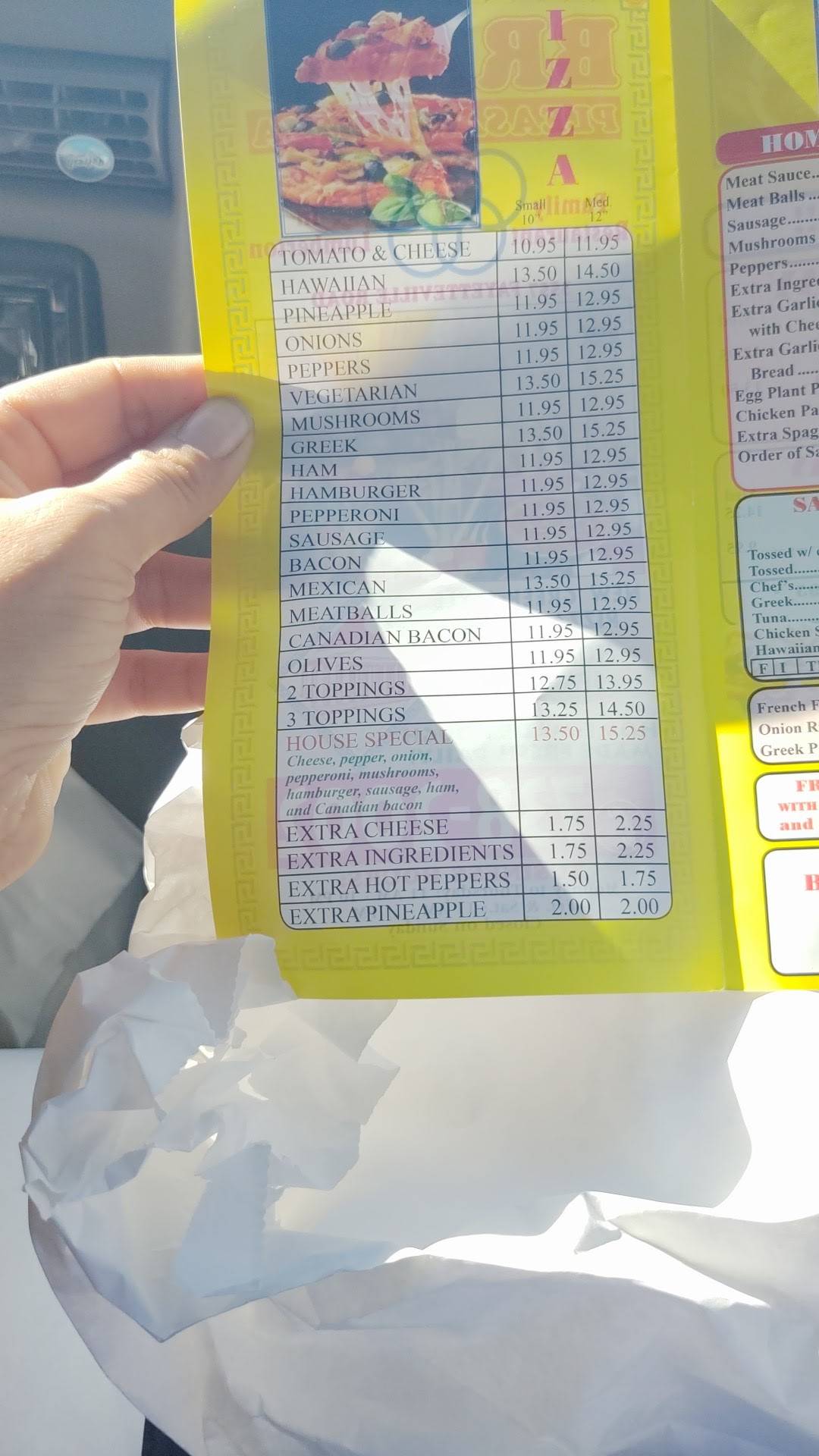 Menu at Bravo Pleasant Pizza Inc pizzeria, Lumberton