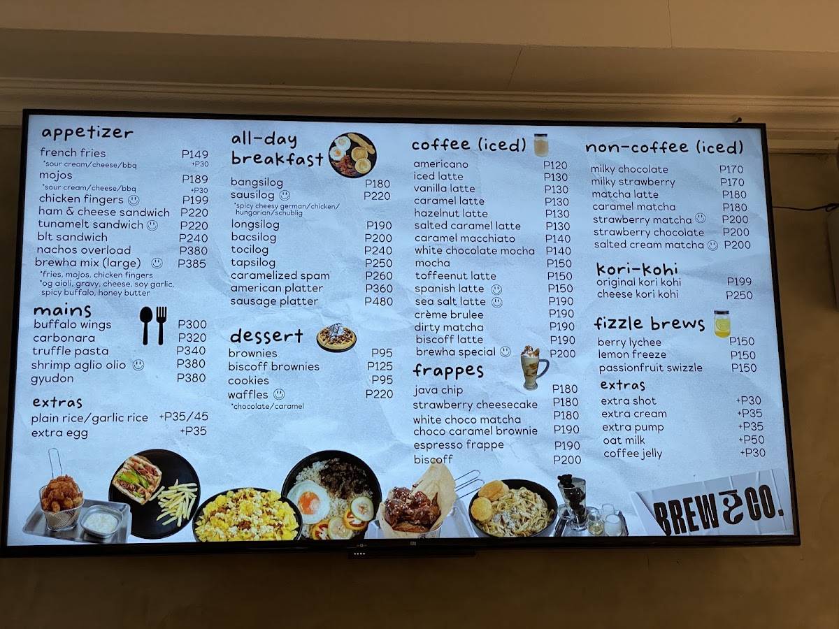 Carta de Brew & Co. Cafe, Ciudad Quezon