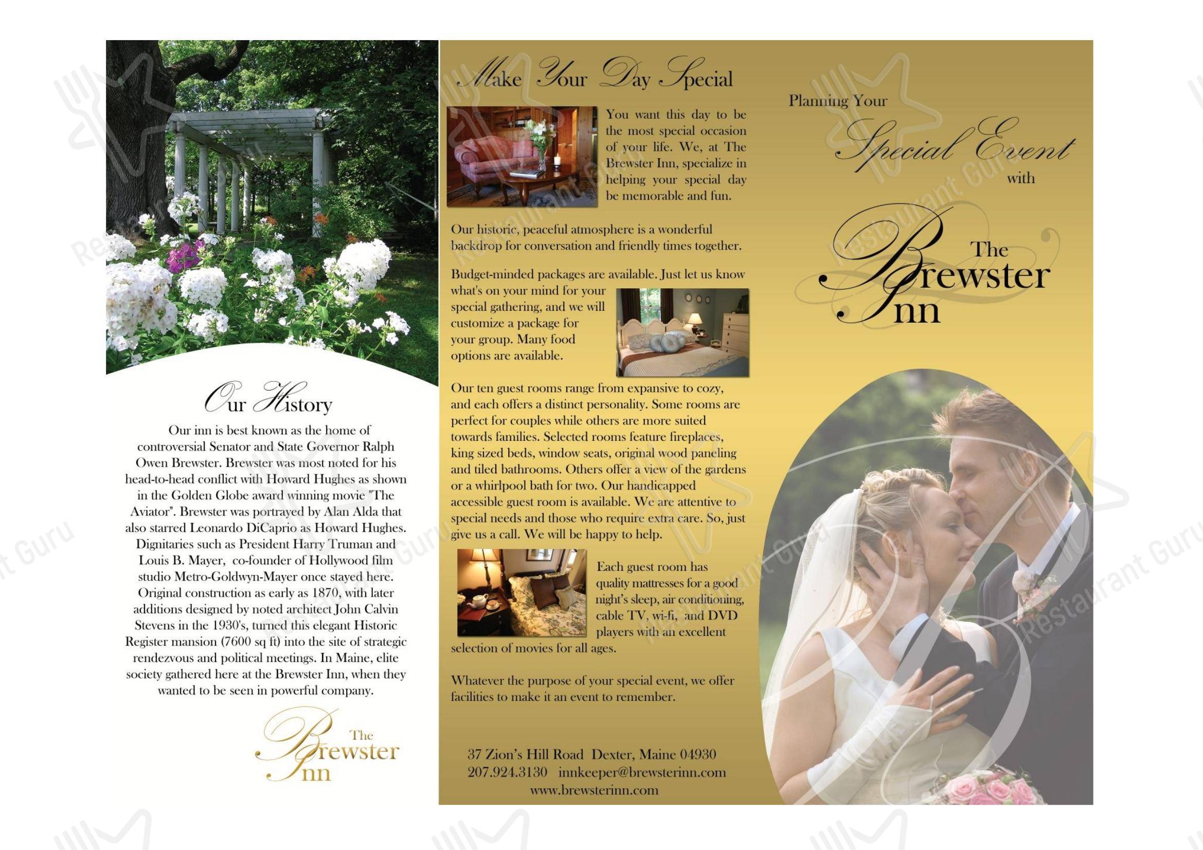 Menu at Brewster Inn & Chowder House restaurant, Brewster