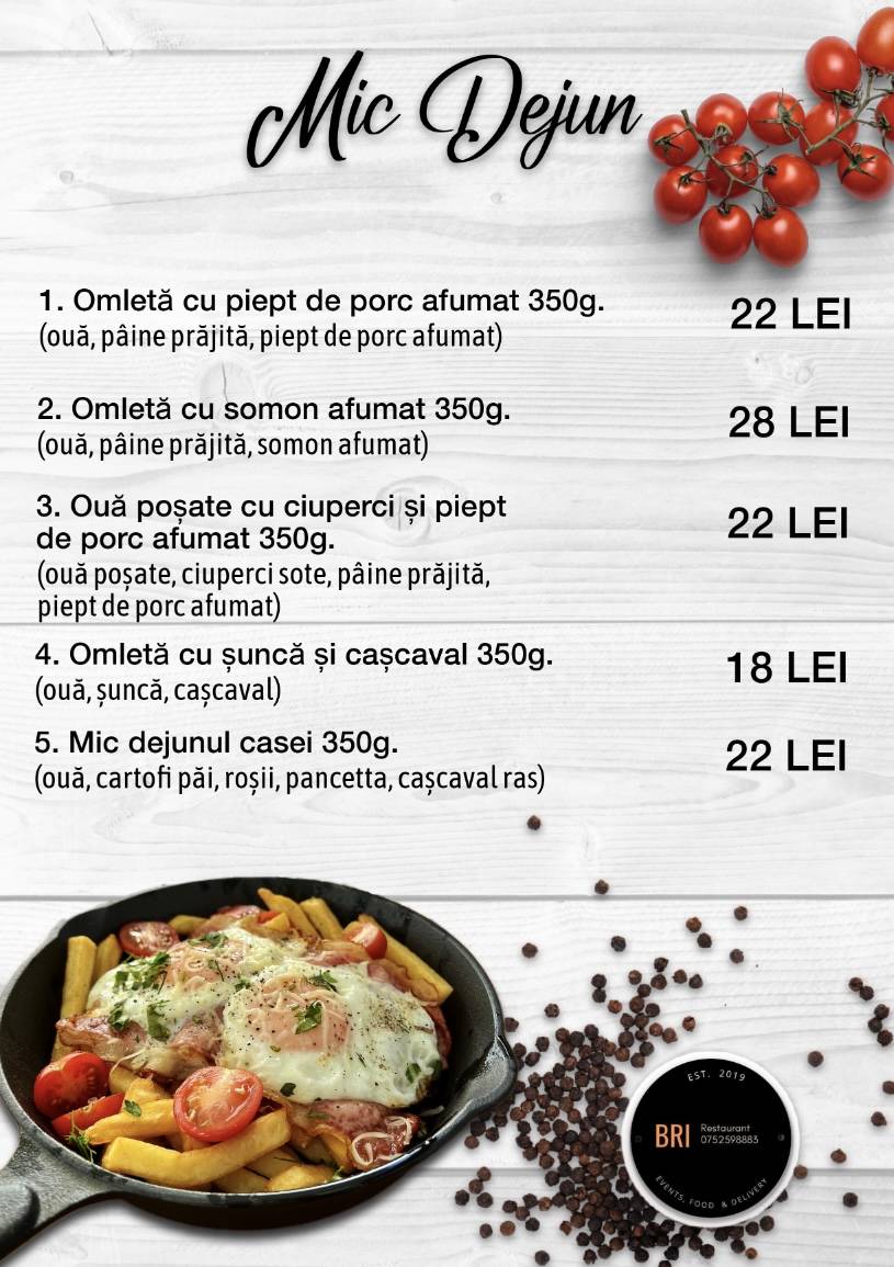 Menu at Bri Restaurant, Tomești