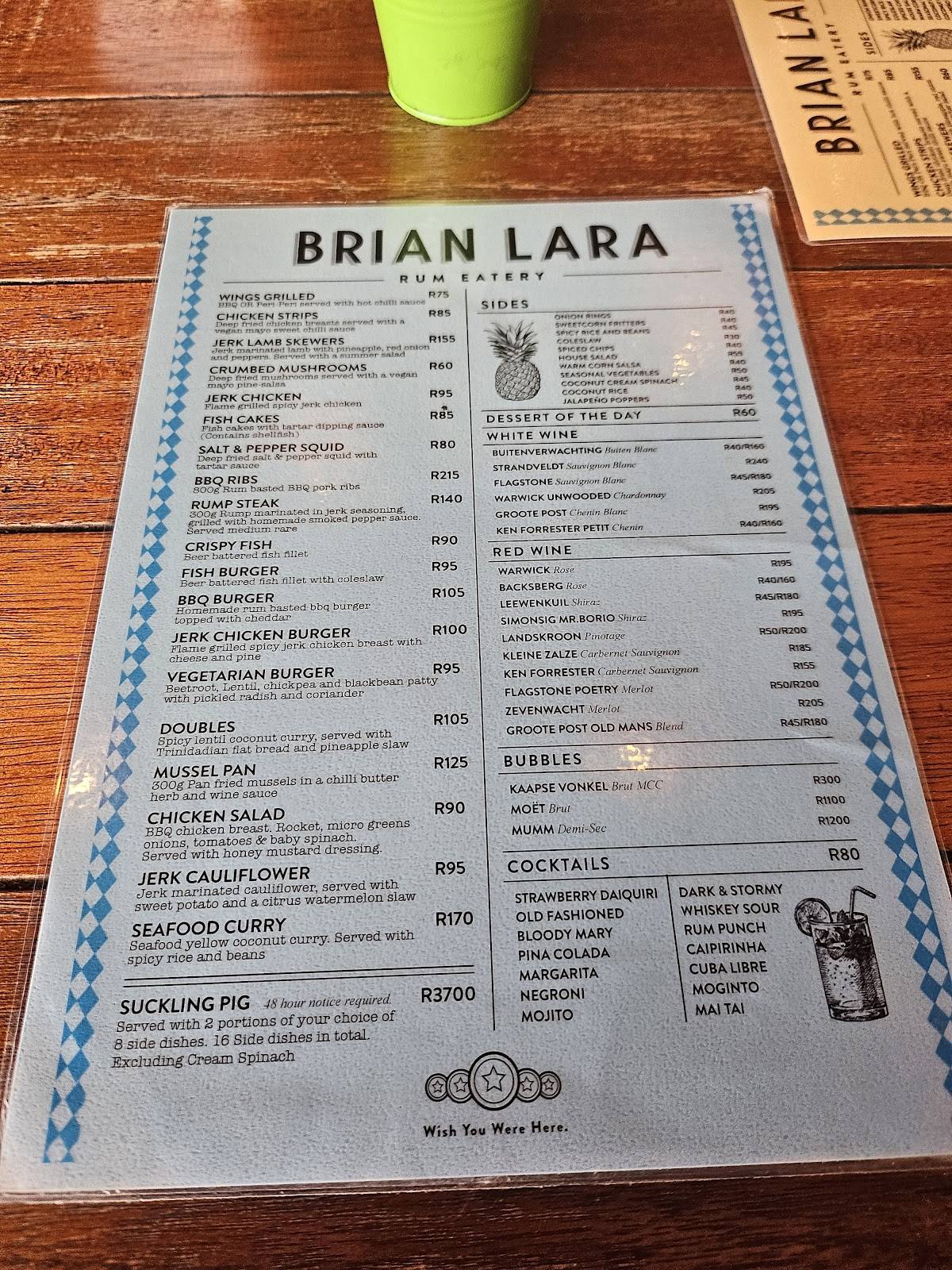 Menu at Brian Lara Rum Eatery restaurant, Randburg, 56 4th Ave