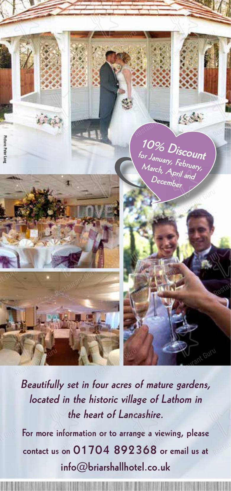 Menu at Briars Hall Hotel & Restaurant, Ormskirk