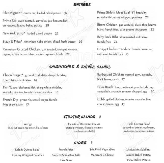 Menu at BrickTop's restaurant, Charlotte, Carnegie Blvd #1B