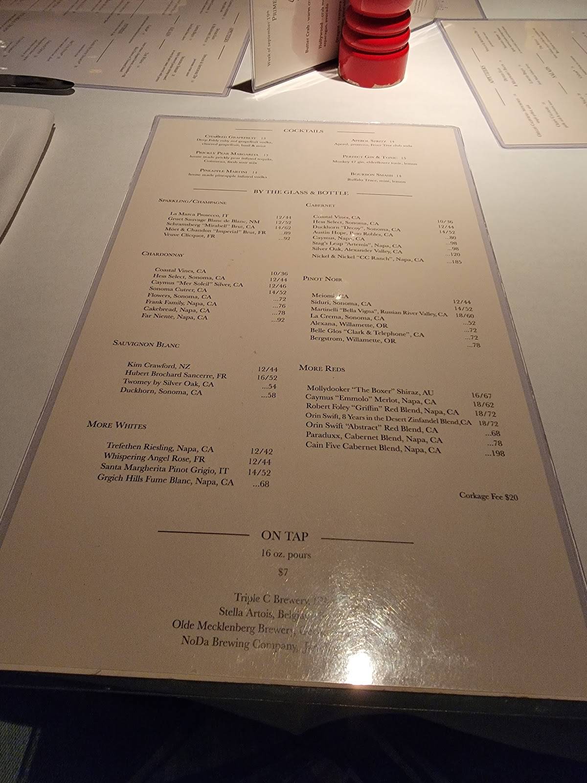 Menu at BrickTop's restaurant, Charlotte, Carnegie Blvd #1B