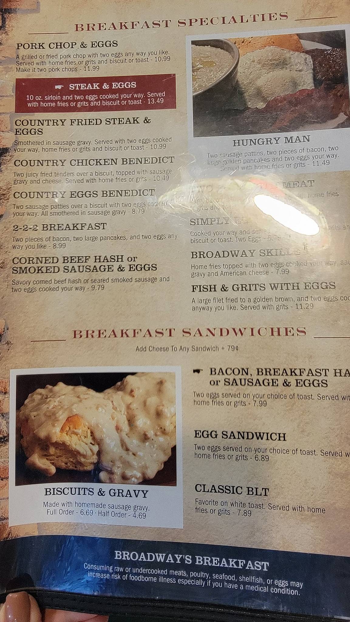 Menu at Broadway Diner restaurant, Bartow