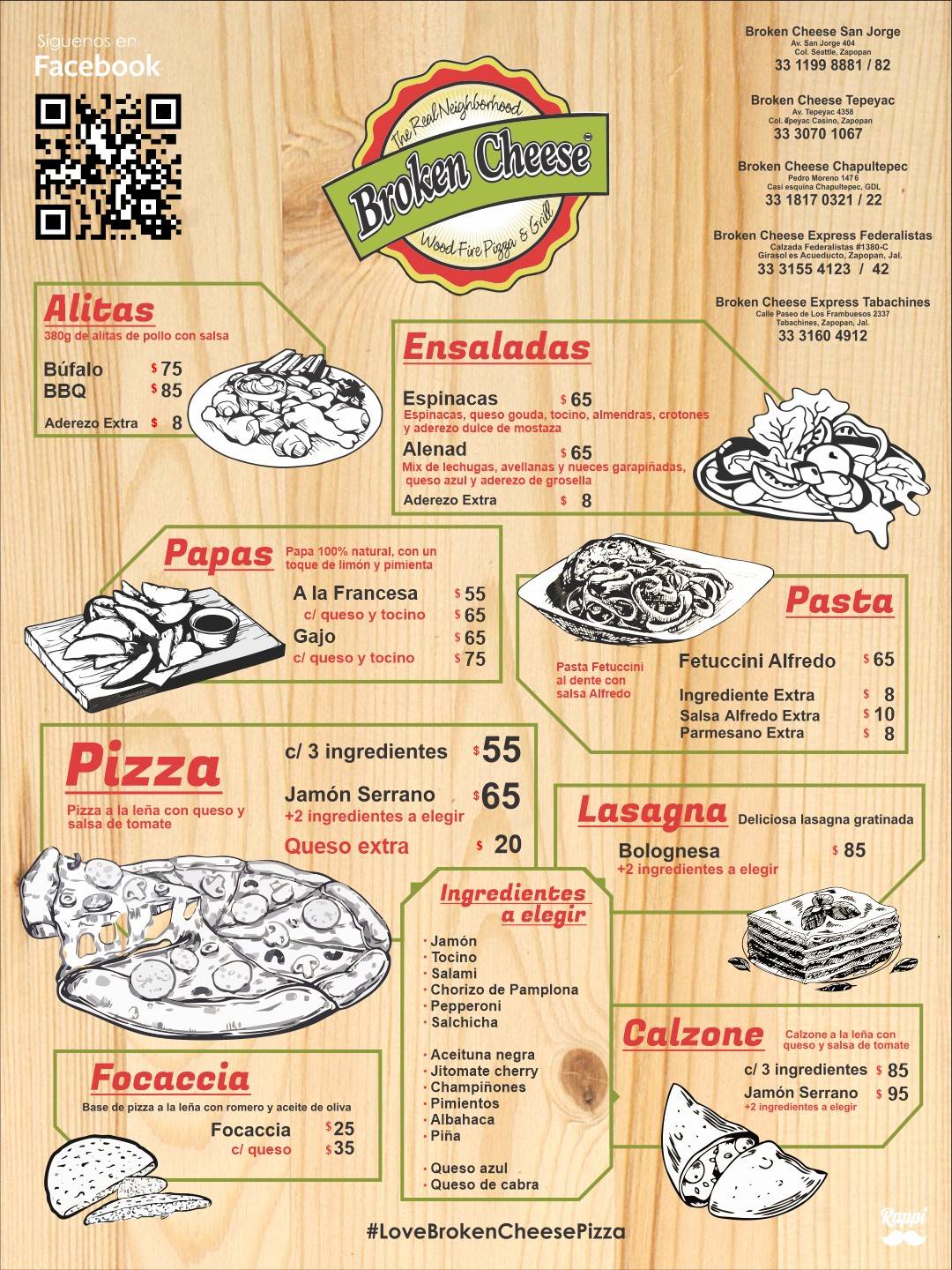 Carta de pizzería Broken Cheese Tepeyac, Zapopan, Av. Tepeyac 4358