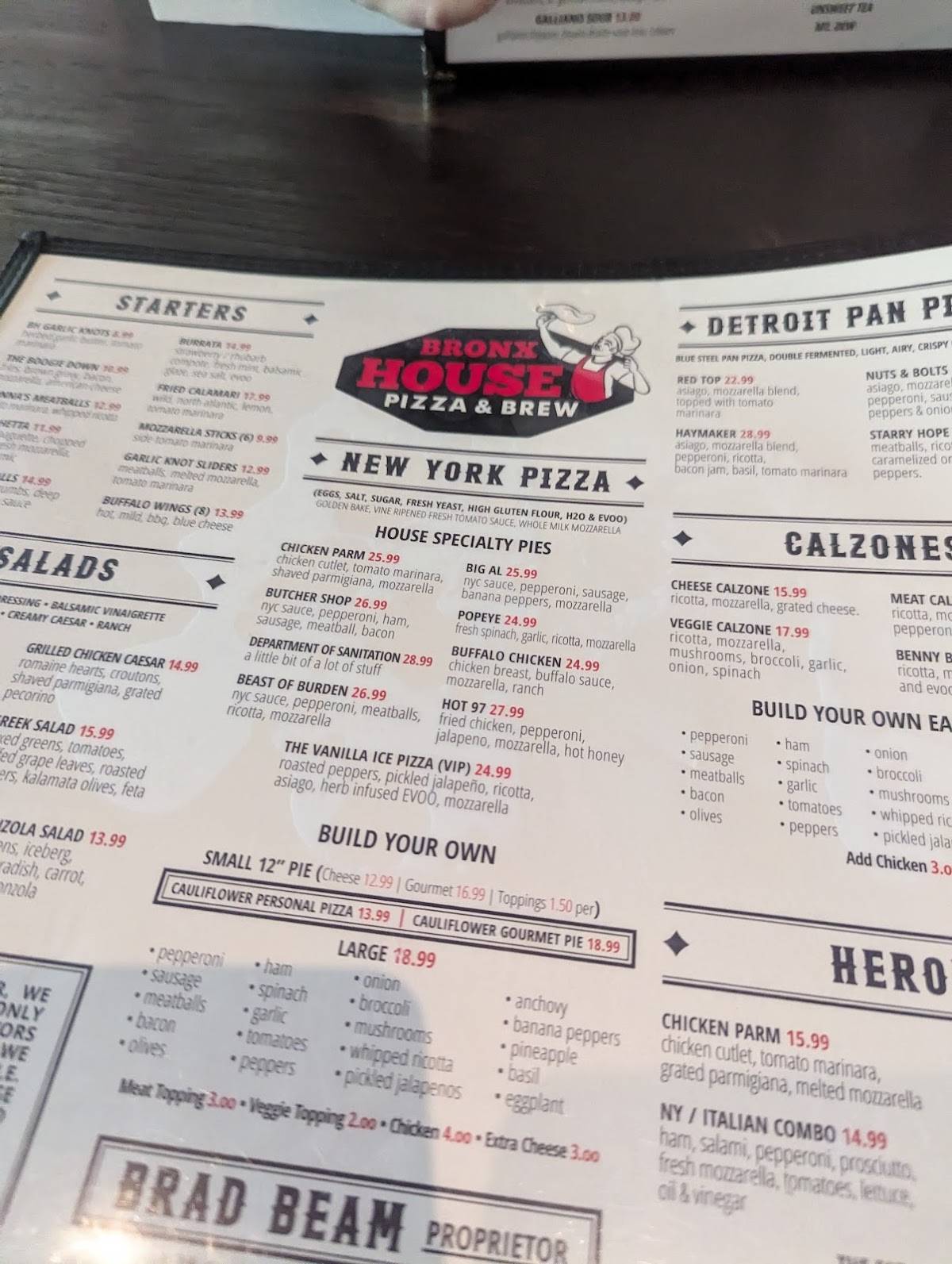 Menu at Bronx House Pizza - Hammock Beach pub & bar, Palm Coast