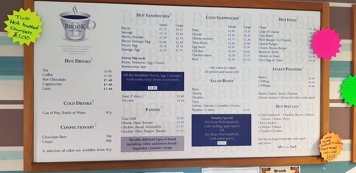 Menu at Brook Cafe and Catering, Sheffield
