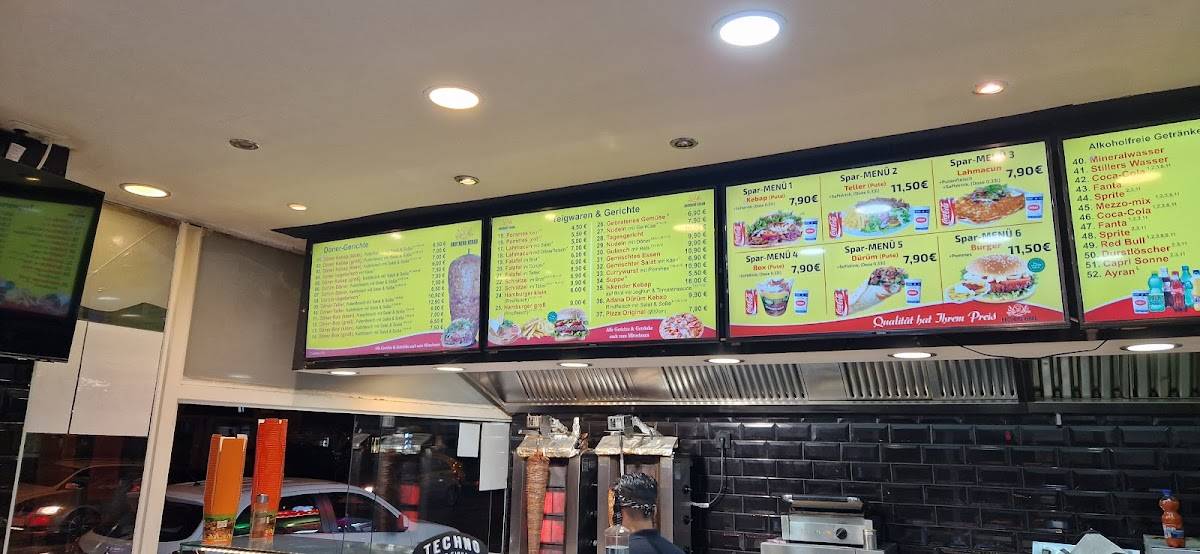 Menu at Brothers Kebab restaurant, Nuremberg