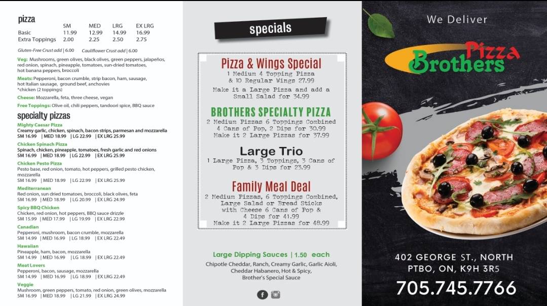 Menu at Brothers Pizza restaurant, Peterborough