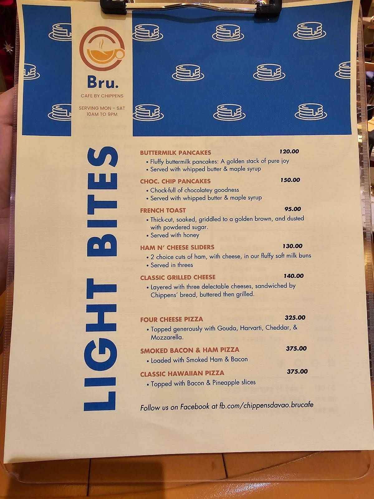 Menu at Bru. Cafe by Chippens, Davao City, Roxas Ave