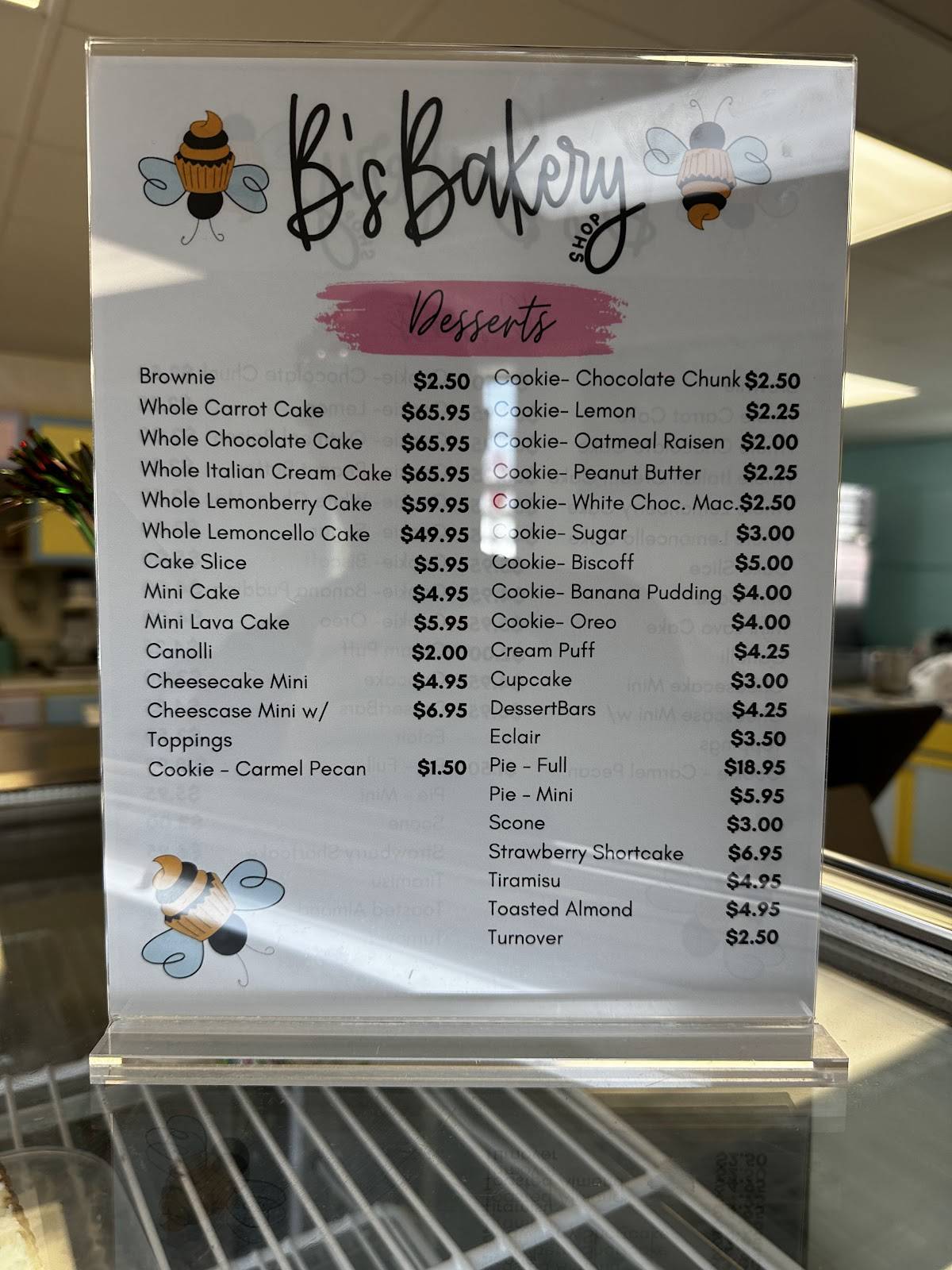 Menu at B's Bakery Shop, Gassville