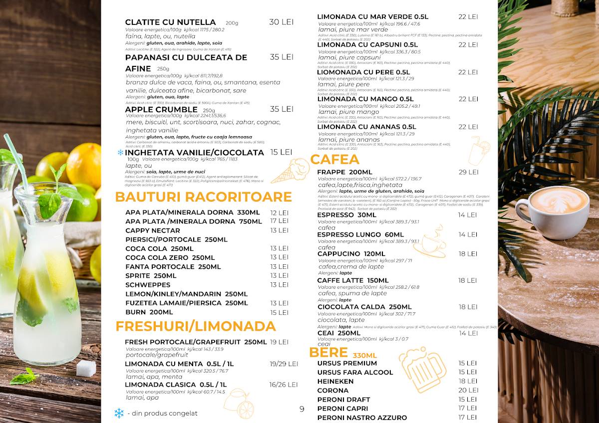 Menu at Sara Bistro ONE Cotroceni, Bucharest