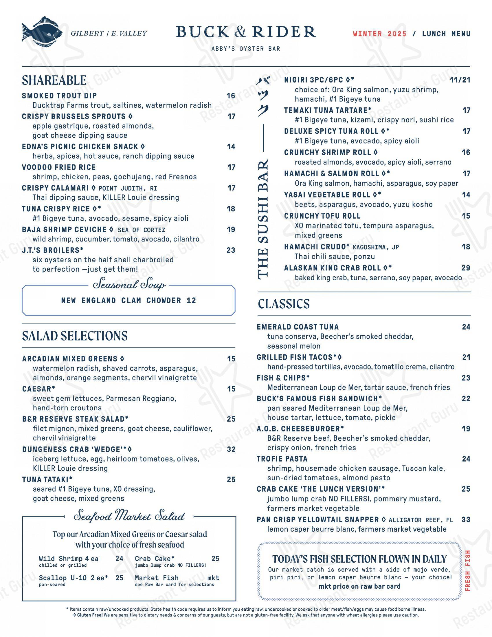 Menu at Buck & Rider Gilbert pub & bar, Gilbert