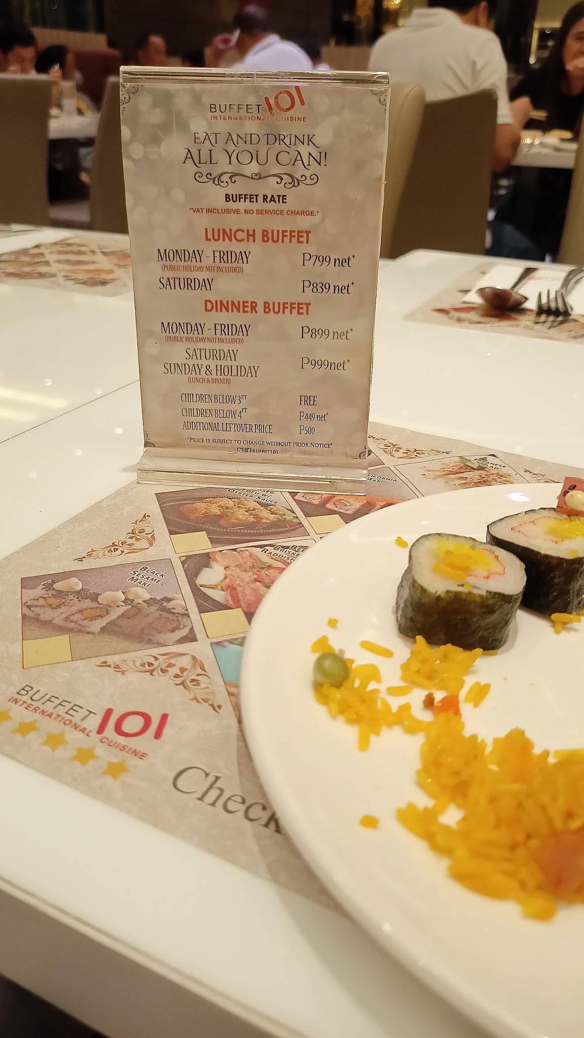 Menu at Buffet 101 restaurant, Mandaue City