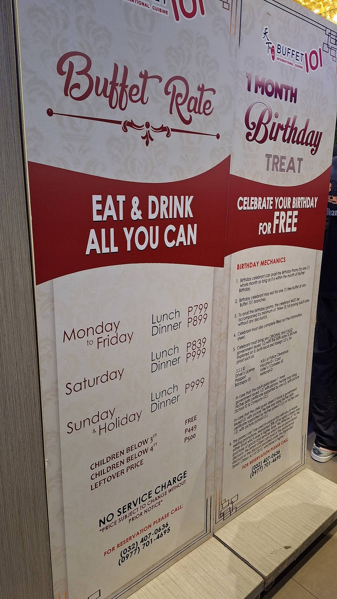 Menu at Buffet 101 restaurant, Mandaue City