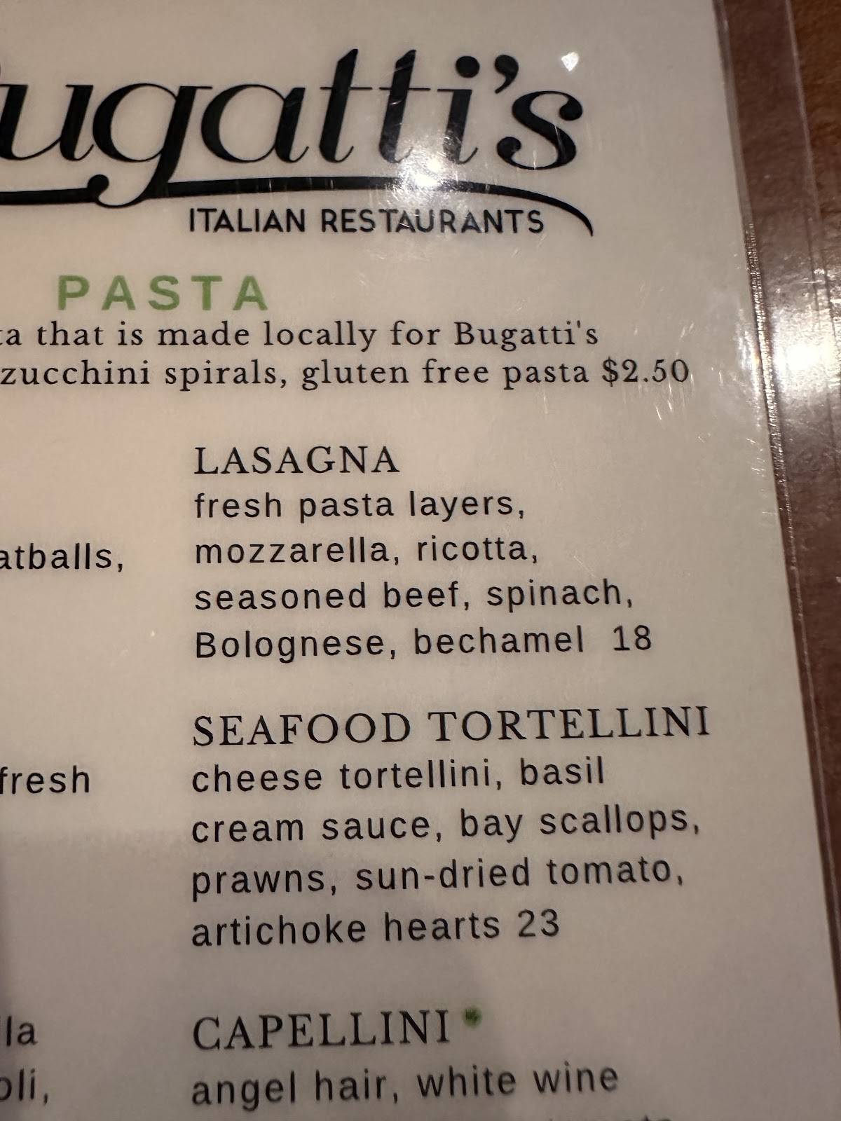 Menu at Bugatti's Oregon City pub & bar, Oregon City