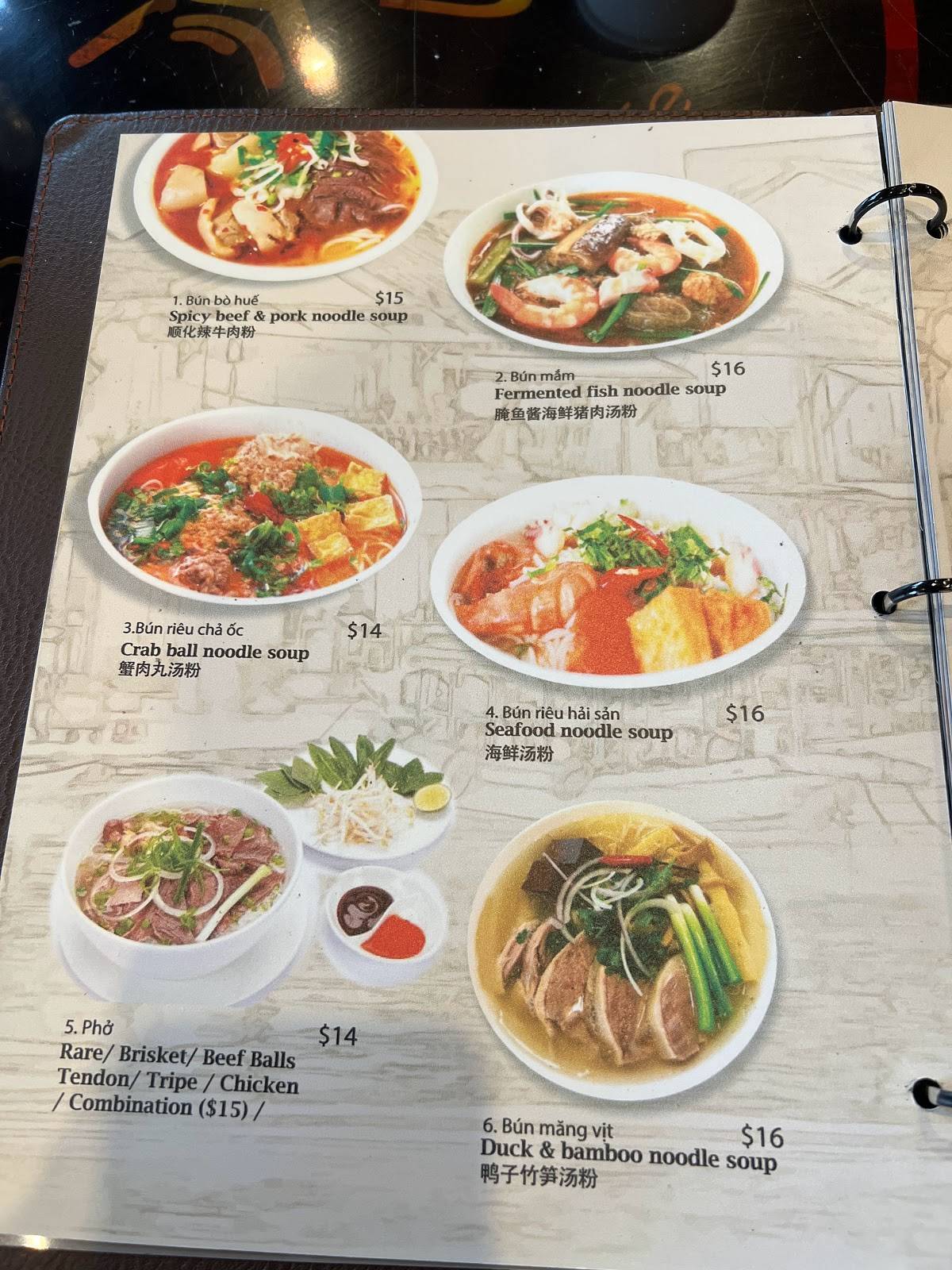 Menu at Bún Ngon restaurant, Springvale