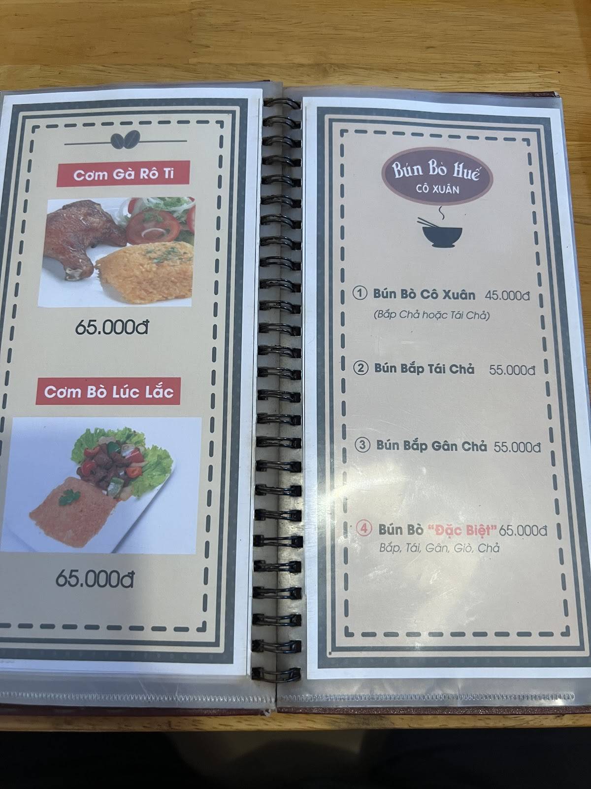 Menu at Bún bò Huế Cô Xuân - Hue Beef Noodles Soup restaurant, Châu Đốc