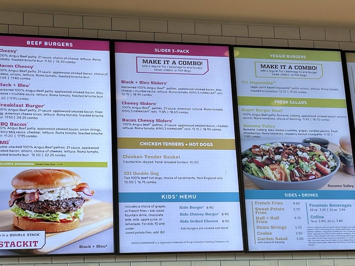 Menu at Burger 21 restaurant, Tampa, terminal C