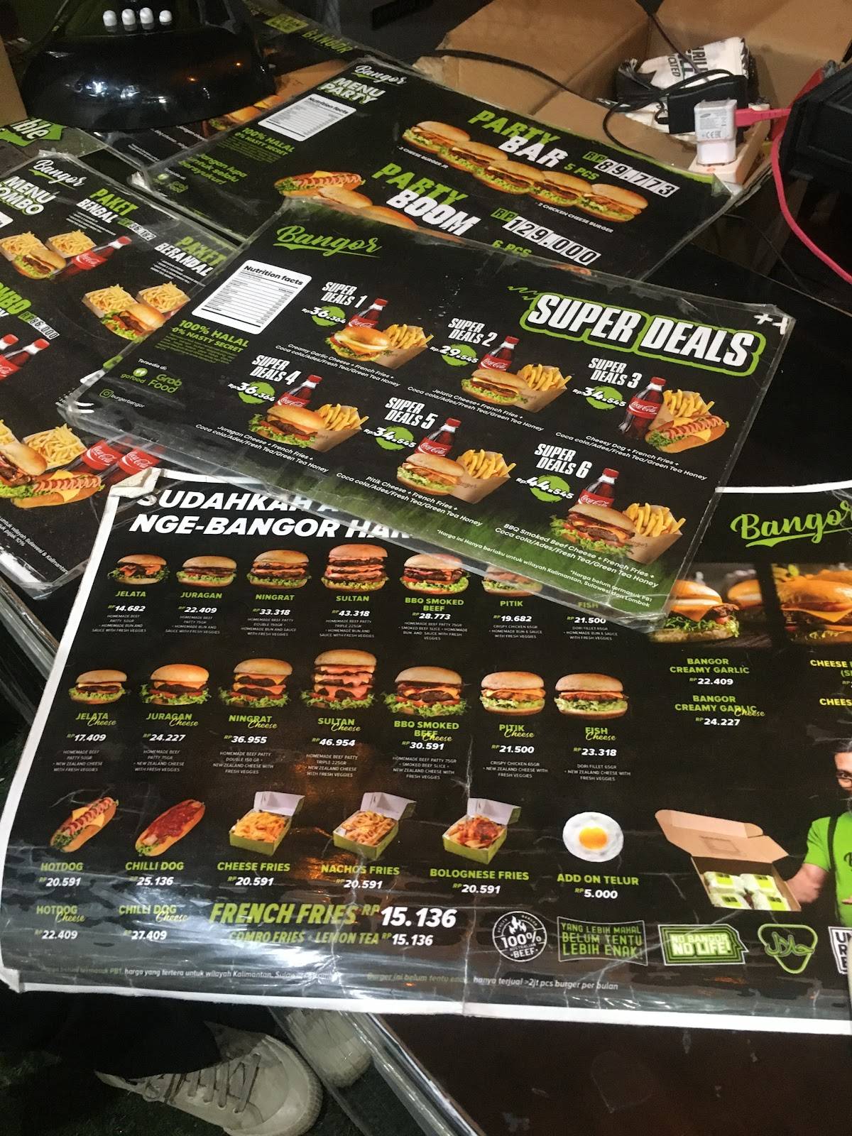 Menu at Burger Bangor restaurant, Banjarmasin