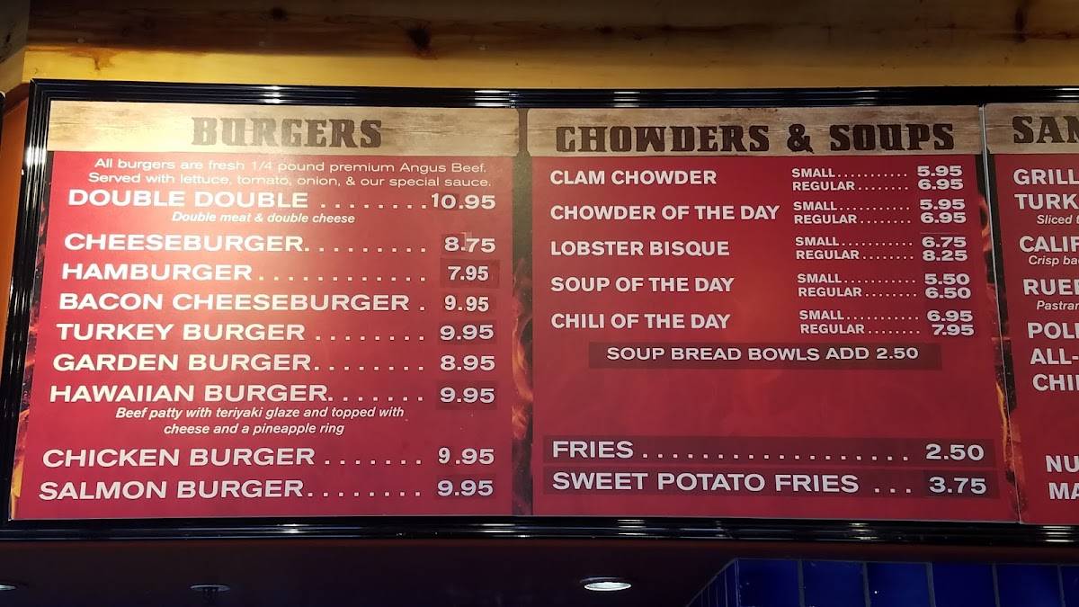 Menu at Burger Grill restaurant, Ketchum