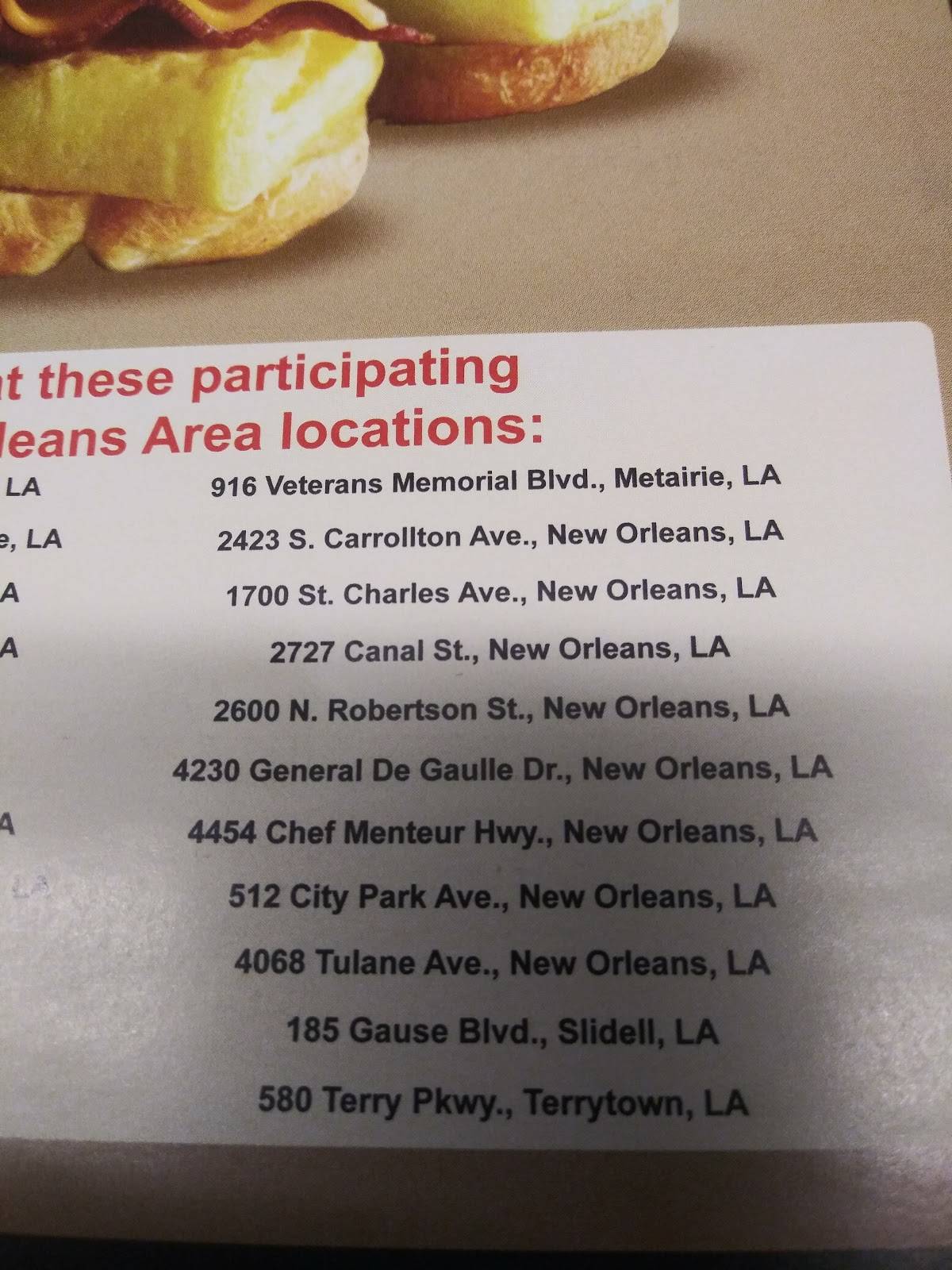 Menu at Burger King fast food, New Orleans, S Carrollton Ave