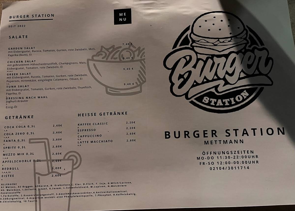Speisekarte von Burger Station restaurant, Mettmann
