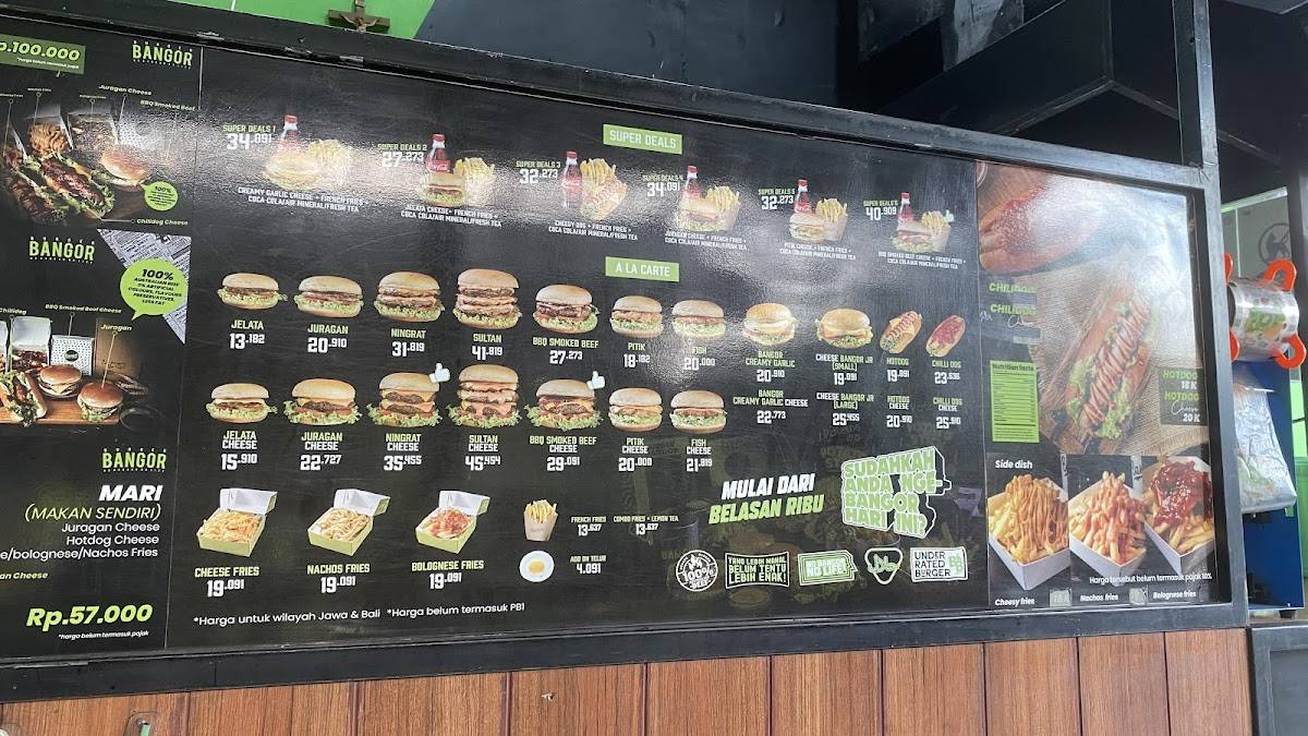 Menu at Burger bangor rungkut, Surabaya