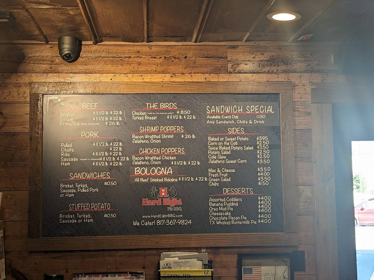 Menu at Hard Eight BBQ, Burleson
