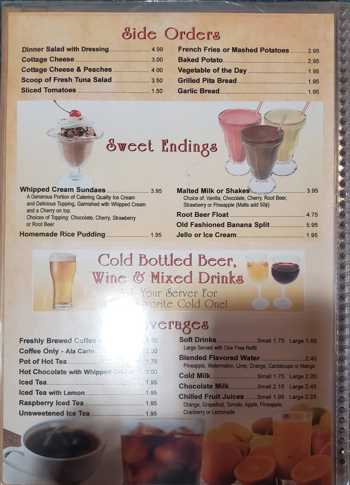 Menu at Busy Bee restaurant, Wonder Lake