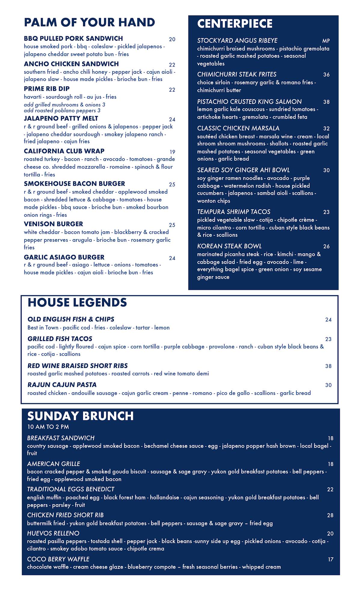 Menu at C.R. Gibbs American Grille restaurant, Redding