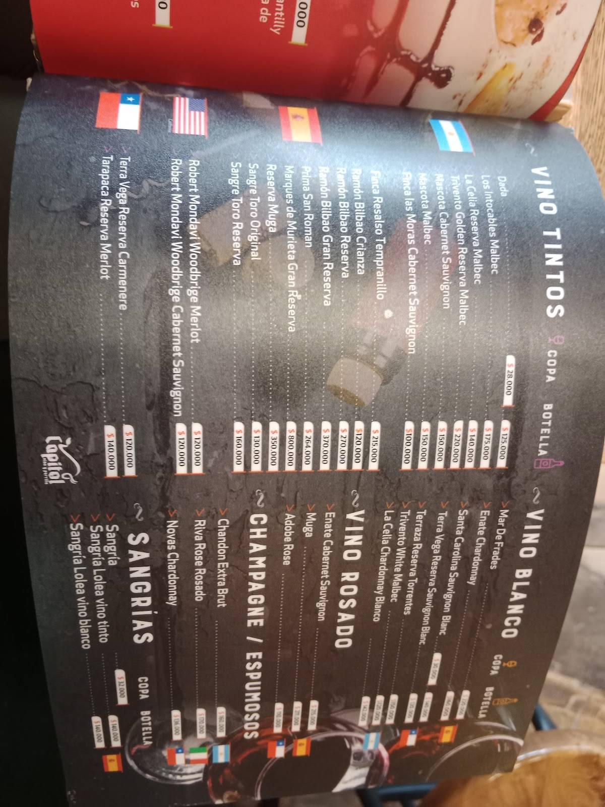 Menu at CAPITOL VINO Y PARRILLA, Bogotá