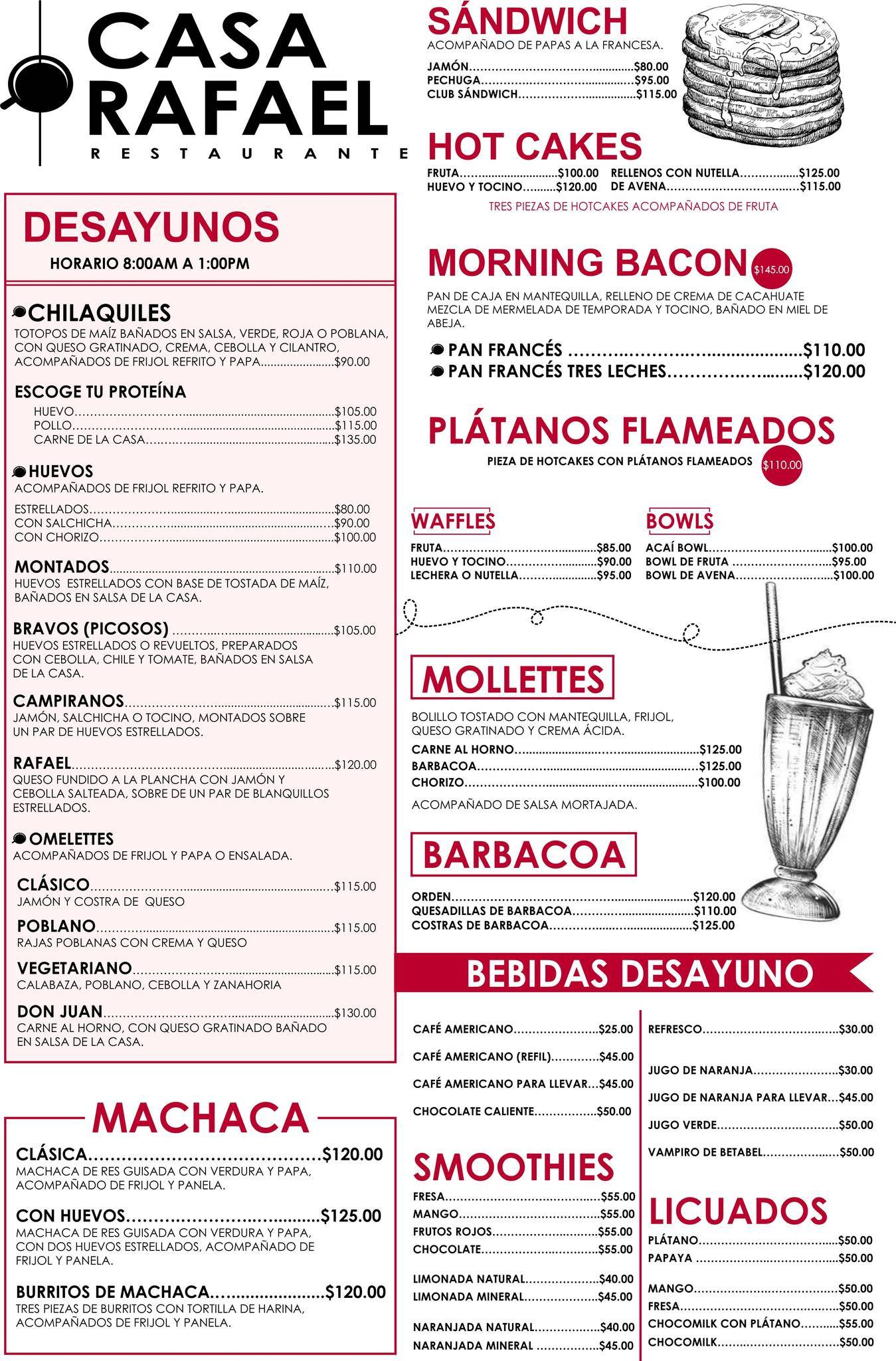 Carta de Casa Rafael Restaurante, Ciudad Constitución