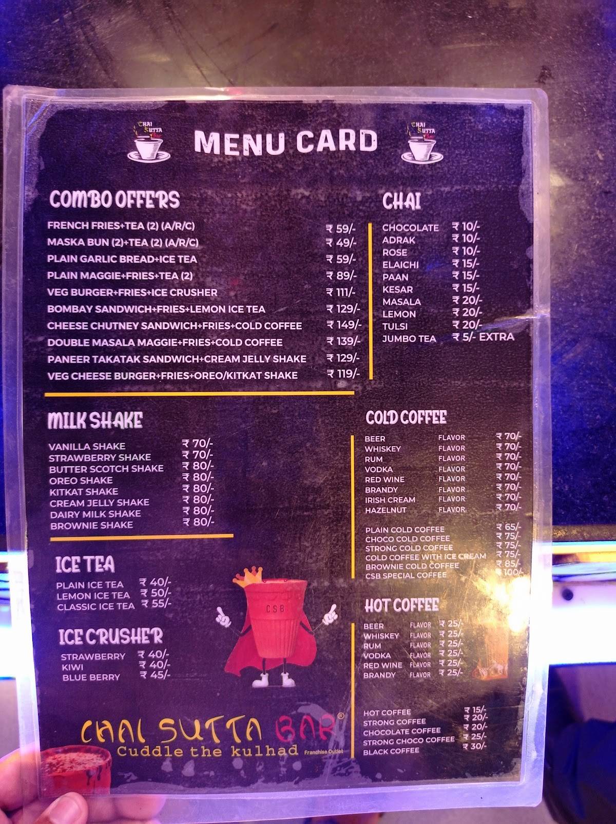 Menu at CHAI SUTTA Bar, Patna, 303