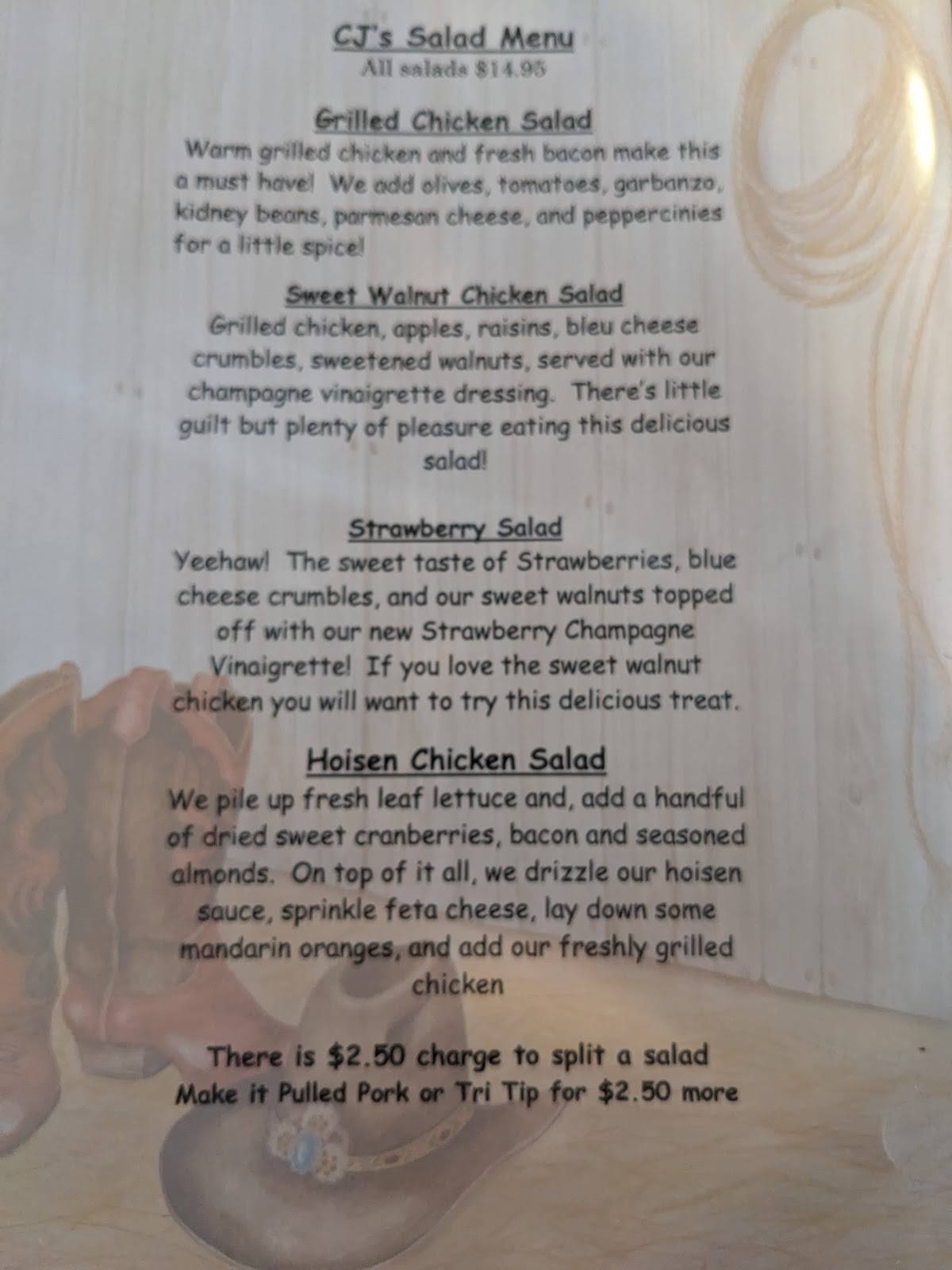 Menu at CJ's Last Chance Diner BBQ, Chico