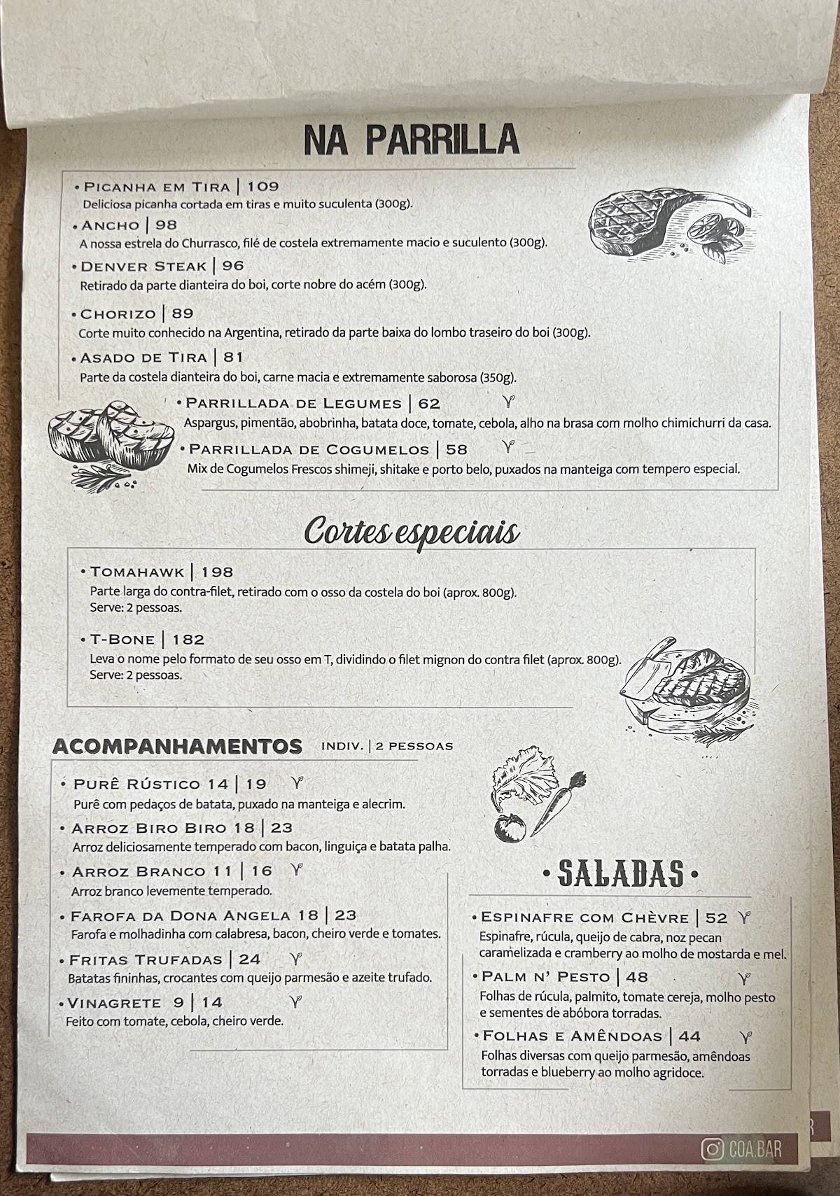 Menu em COA Bar y Parrilla, São Paulo
