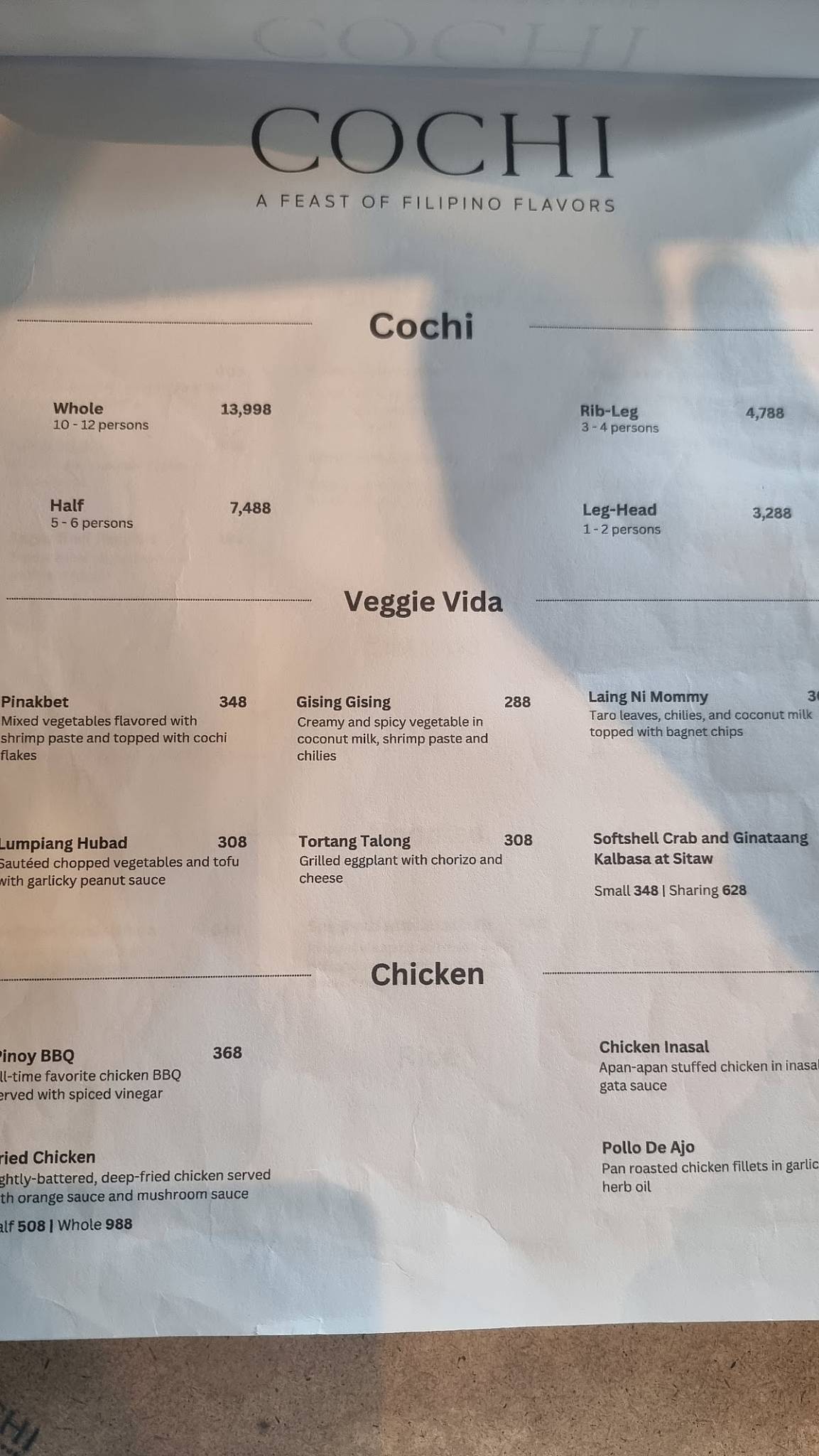 Menu at COCHI by Marvin Agustin restaurant, Taguig