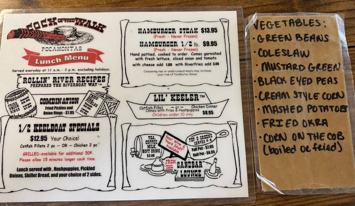 Menu at COCK OF THE WALK restaurant, Jackson, US 49