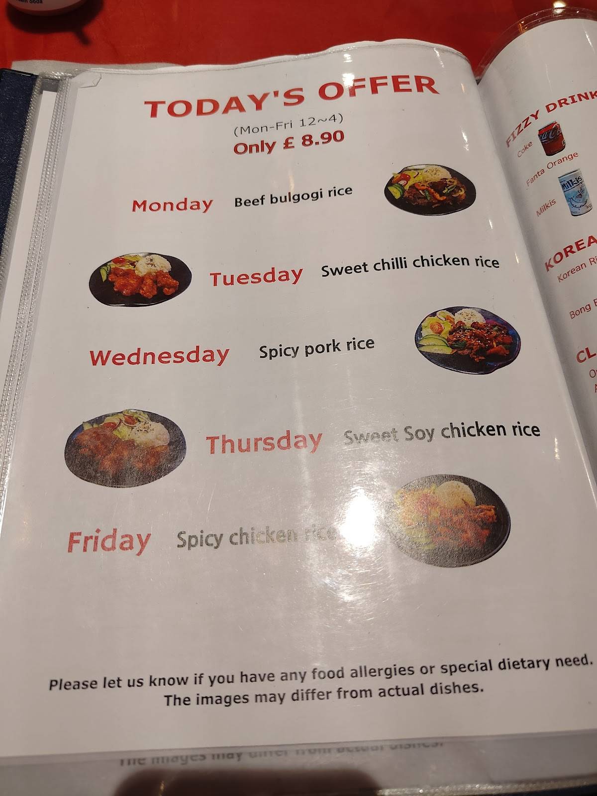 Menu at COCODAQ restaurant, London