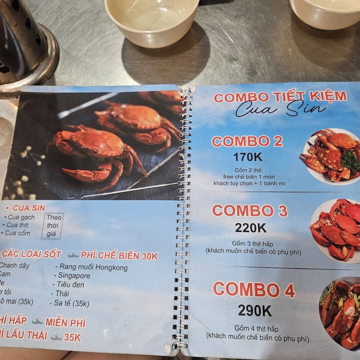 Menu at CUA SIN - ẾCH SIN, Vietnam