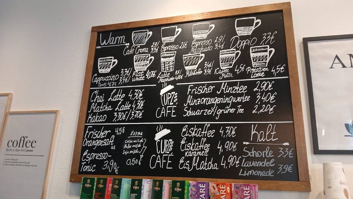 Menu at CUPZ CAFÉ, Düsseldorf, Nordstraße 25A