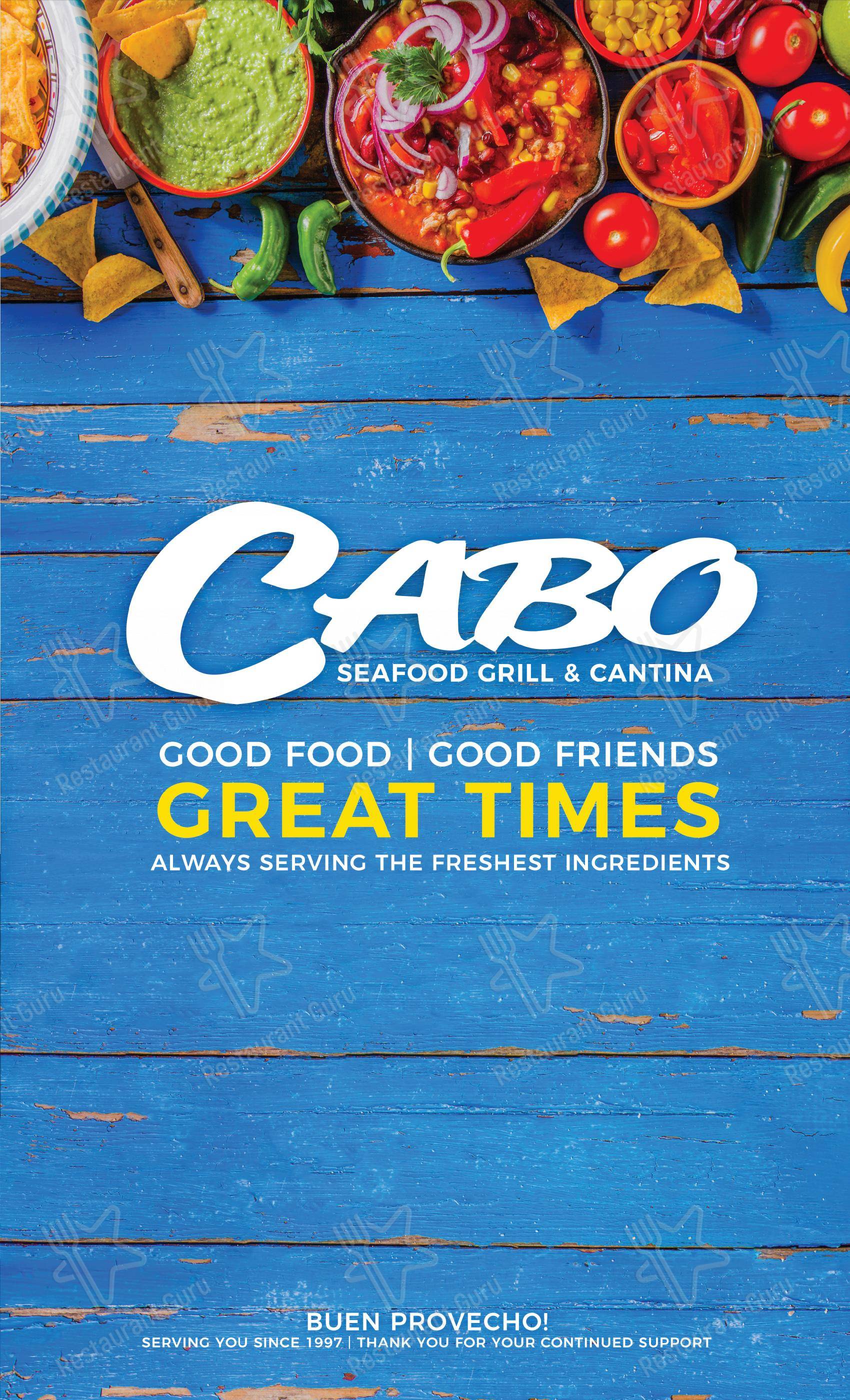 Carta del restaurante Cabo Seafood Grill And Cantina, Oxnard