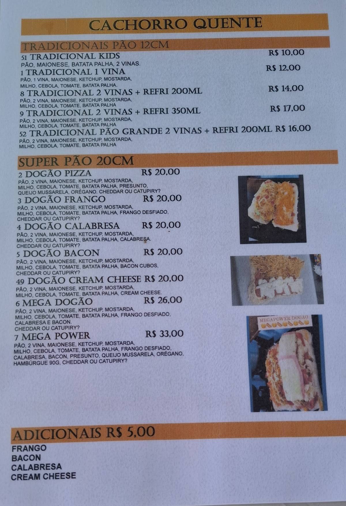 Menu em Cachorro quente em Curitiba Ponto do Dog Pilarzinho restaurante ...