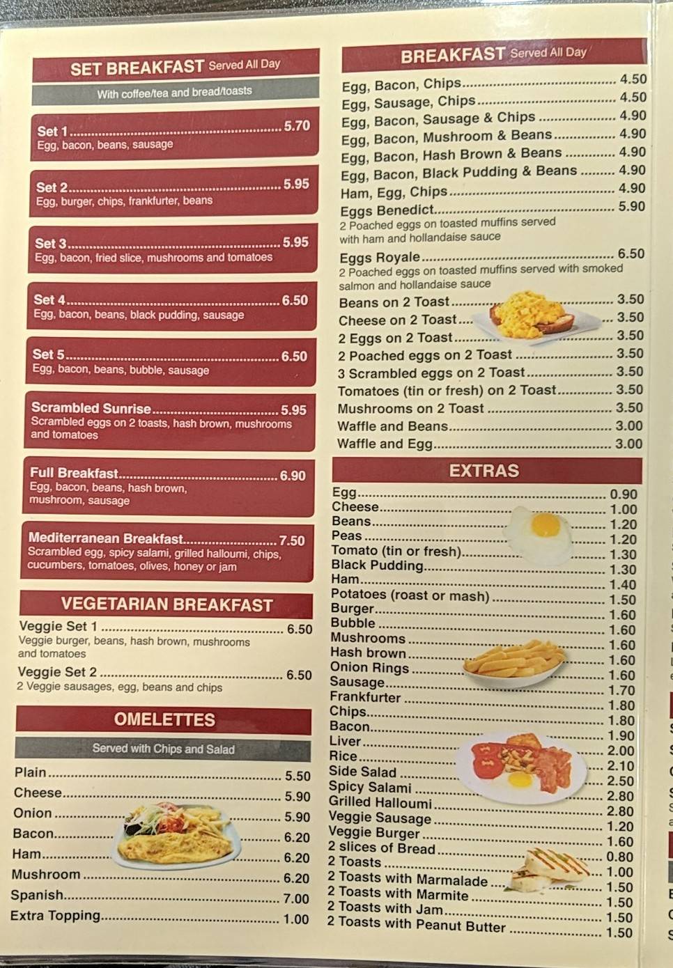 Menu at Cafe 4 You, Upminster